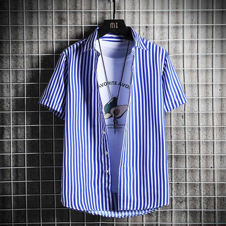 羽織り 半袖シャツ カジュアルシャツ 男性 ストライプ柄 開襟シャツ カジュアル 大きいサイズ 夏 メンズ メンズシャツ スト : VitaLuce - 通販 - Yahoo!ショッピング