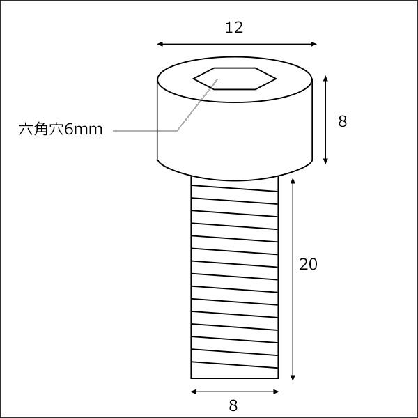 送料無料 逆ねじ 左ねじ 六角穴付 ボルト8mm M8×20 P1.25 1個 定形外発送 : viva ヤフーショッピング店 - 通販 - Yahoo!ショッピング