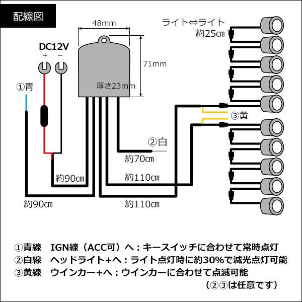LEDデイライト 1W×10連 バンパー埋め込み型スポットライト ウィンカー連動可 減光可 防水 ブラックorシルバー R : viva ヤフーショッピング店 - 通販 - Yahoo!ショッピング