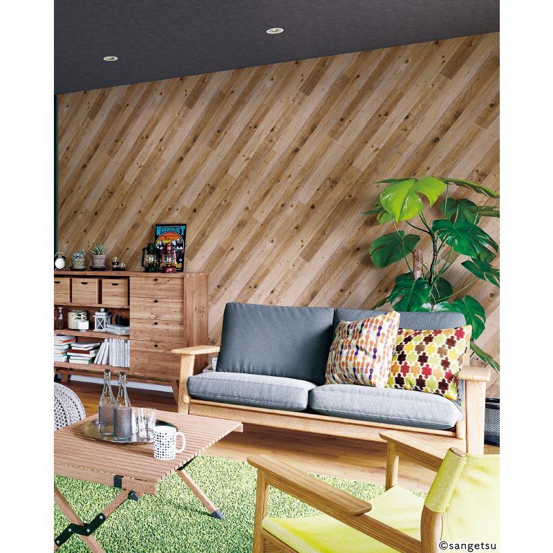 サンゲツ FE76610 壁紙 木目調 斜め モダン 賃貸 補修 リビング 天井 おしゃれ 壁紙貼り替え リフォーム のり付き のりなし ファイン : ビバ建材通販 DIY店 - 通販 ...