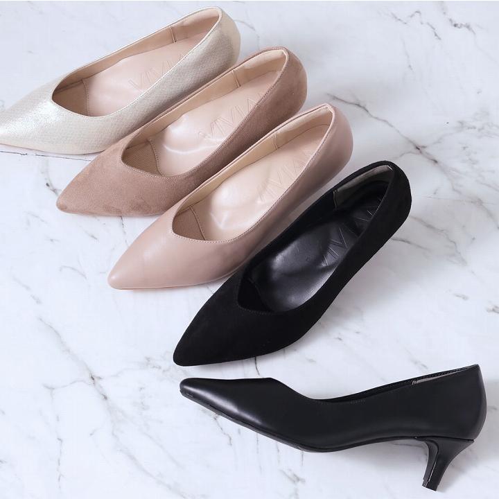 VIVIAN パンプス 痛くない 感激 ポインテッドトゥ Vivian 5cm ヒール 冠婚葬祭 結婚式 リクルート 就活 就職活動 通勤 オフィス フォーマル V3575AL ...