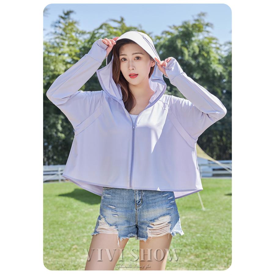日焼け止め服 レディース パーカー UVカット フード付き 長袖 紫外線対策 指穴 メッシュ ラッシュガード 水着素材 接触冷感 スポーツ 通勤 通学 : VIVISHOW - 通販 ...