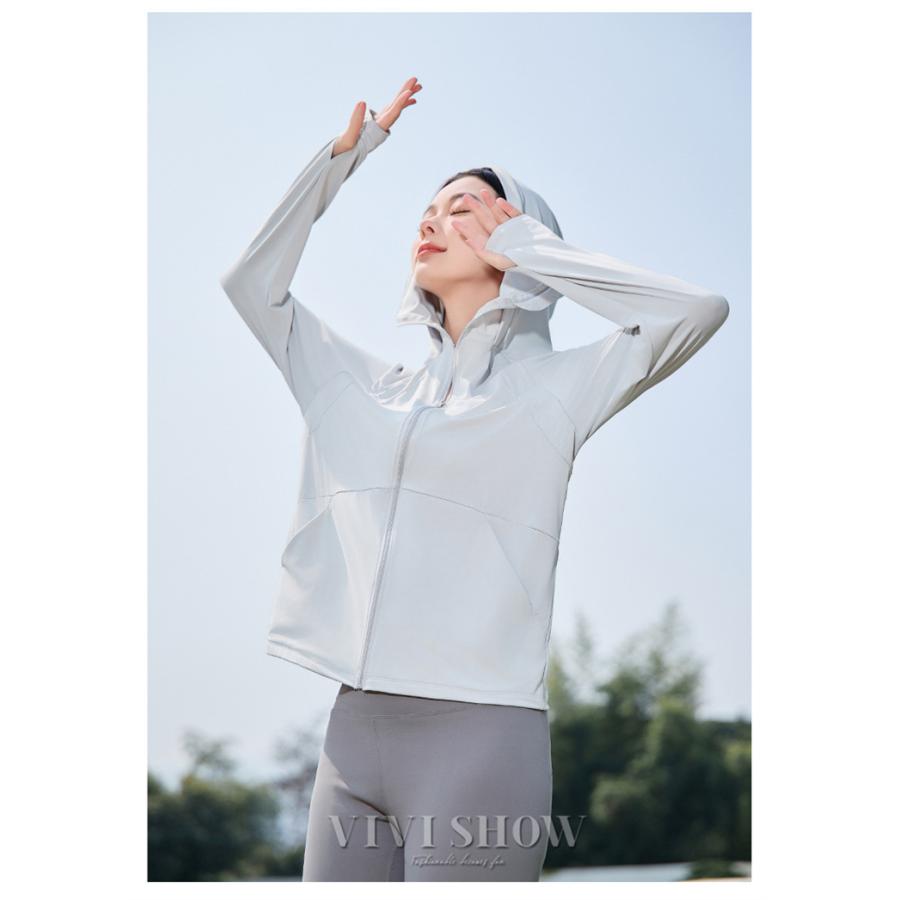 レディース UVカットフェイスガード付きパーカー フード 指穴付き 軽量アウター 紫外線対策 : VIVISHOW - 通販 - Yahoo!ショッピング