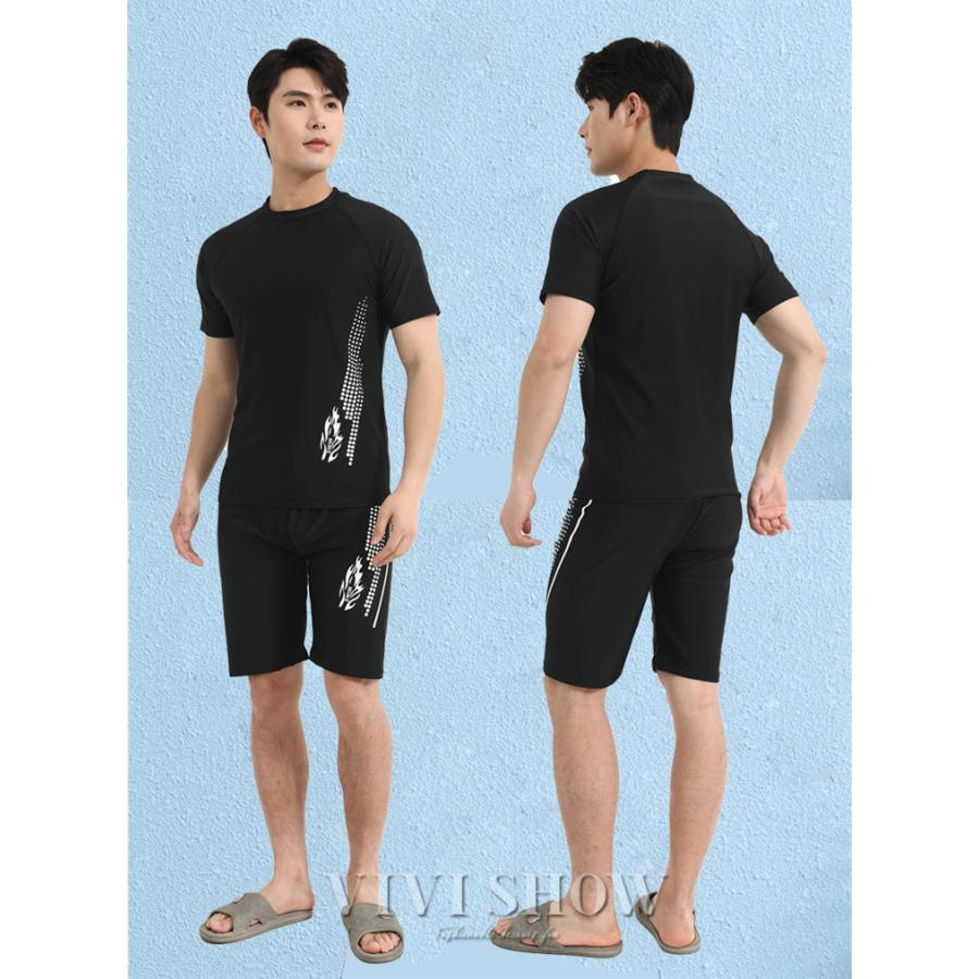 メンズ 水着 スイムウェア 上下2点セット 男性 練習 競泳 UVカット 海 プール 大きいサイズ 半袖 セパレート ハーフパンツ : VIVISHOW - 通販 - Yahoo!ショッピング