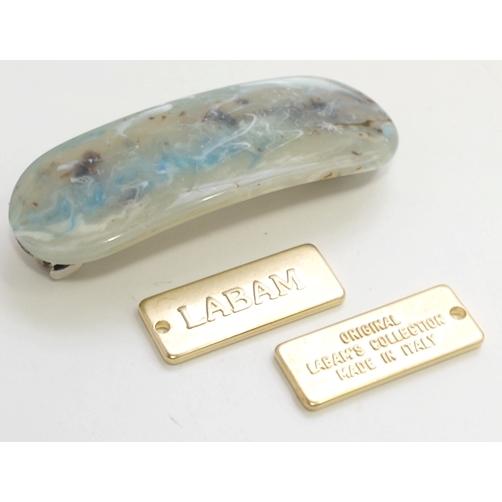 【イタリア製】バレッタ LABAM バレッタ 小 シンプルオーバル マーブルカラー 髪どめ ヘアクリップ ラバン 上質アセテートセルロース樹脂 ...