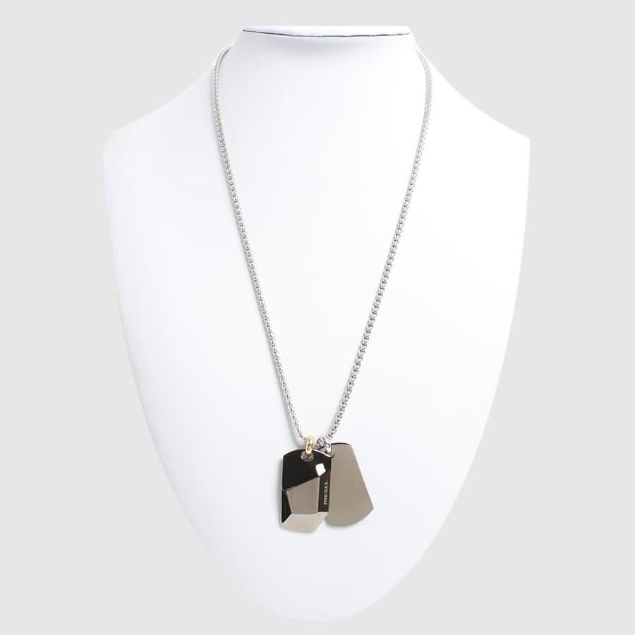 DIESEL（ディーゼル） ネックレス ペンダント メンズ&レディース チェーン ドッグタグモチーフ ガンメタル シルバー : ブランド ...