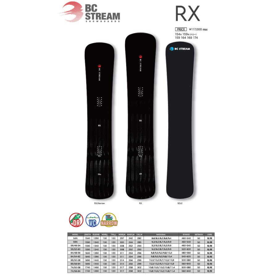 22-23 BC STREAM ビーシーストリーム RX アールエックス カービング SNOWBOARD ボード 板 2022-2023 BC ...