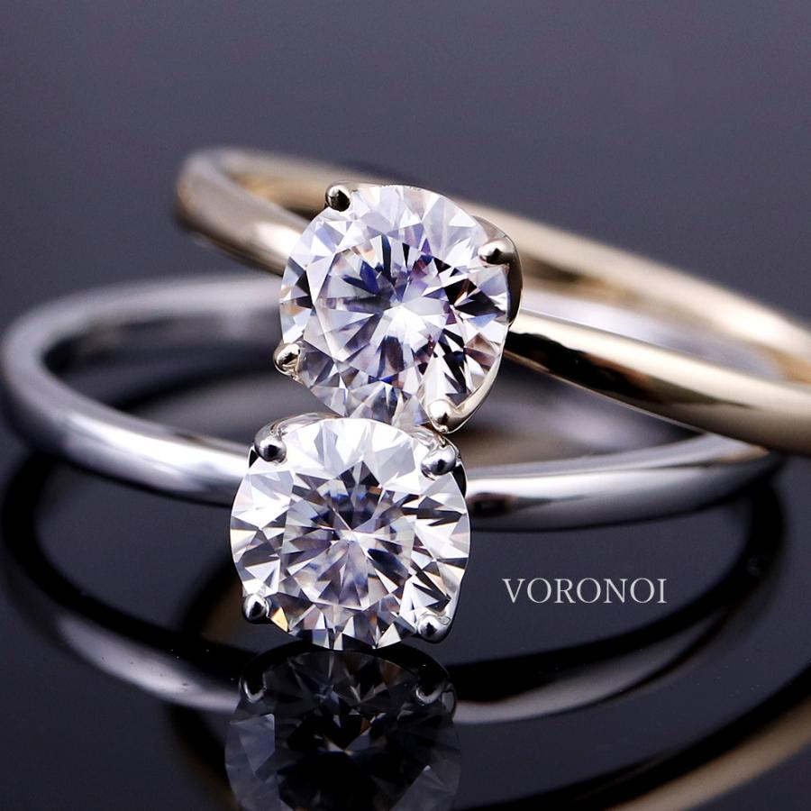 K10 モアサナイト 5mm ダイヤモンド0.5ct相当 一粒 リング 指輪 蕾 花 デザイン 10金 ゴールド シンプル プレゼント ギフト 誕生日 VORONOI ボロノイ ジュエリー ...