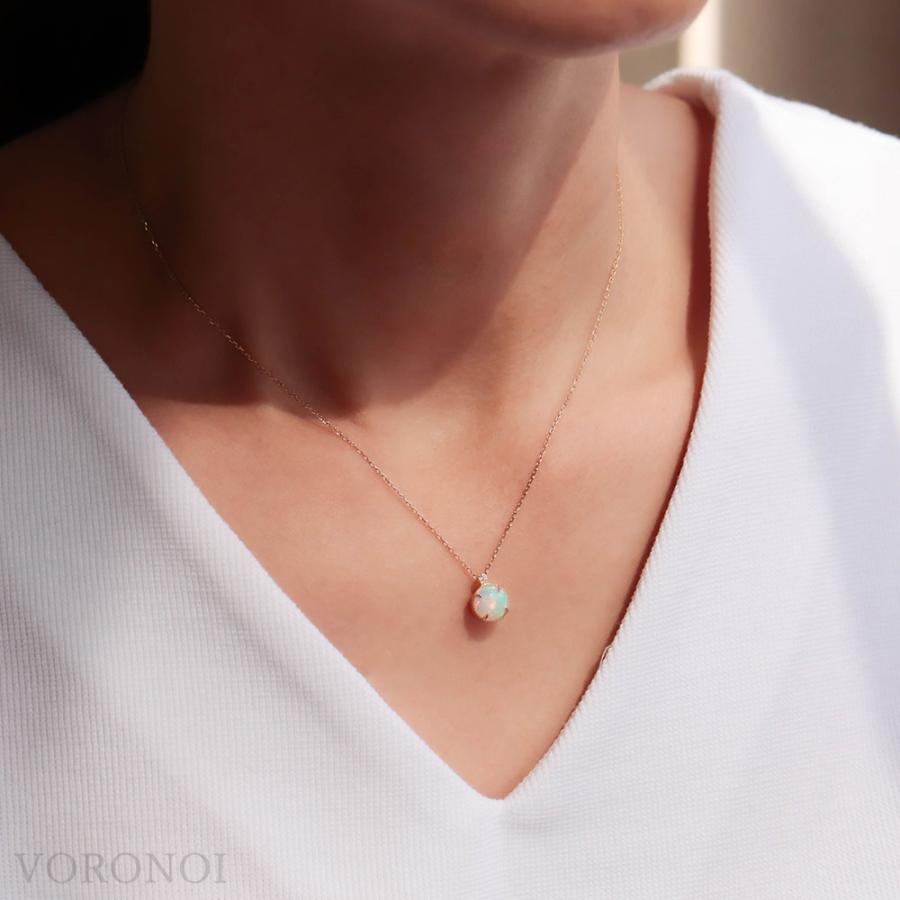 MINAMO 正規品 K10/K18 エチオピア産 オパール カボション ダイヤモンド ネックレス MINAMOセッティング 特許取得 VORONOI 10月 誕生石 プレゼント ギフト ...