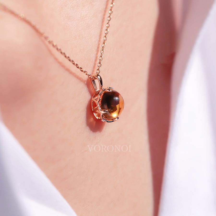 MINAMO 正規品 K10/K18 フラワー カボション ネックレス MINAMOセッティング 特許取得 VORONOI 誕生石 トパーズ ガーネット アメジスト シトリン ペリドット ...