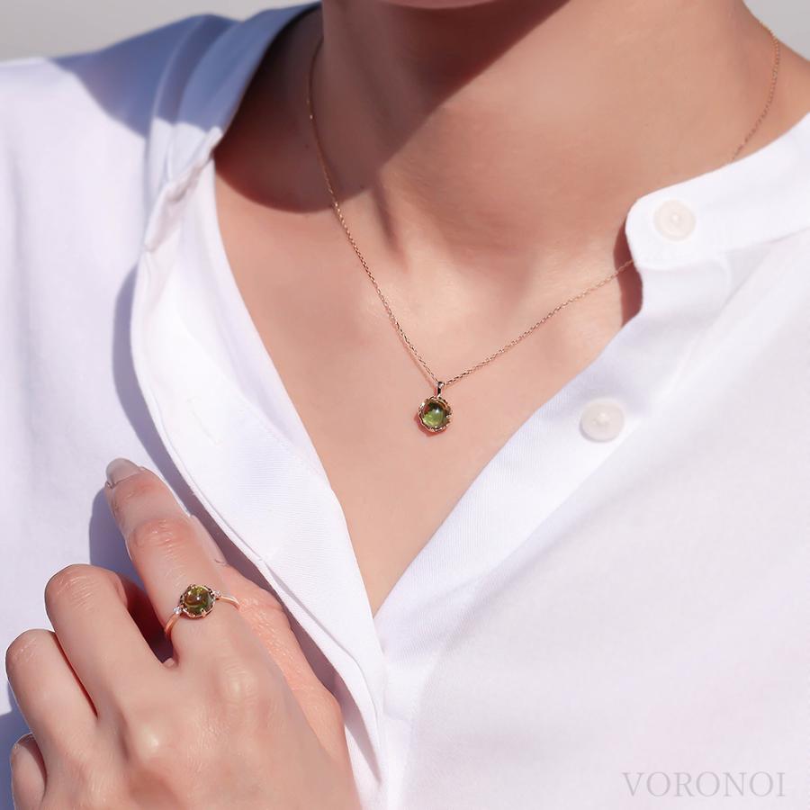 MINAMO 正規品 K10/K18 フラワー カボション ネックレス MINAMOセッティング 特許取得 VORONOI 誕生石 トパーズ ガーネット アメジスト シトリン ペリドット ...