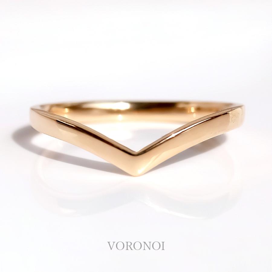 K10 ゴールド リング 重ねづけ V字 地金 10金 指輪 シンプル すっきり 大人 かわいい 記念日 彼女 プレゼント ギフト VORONOI ボロノイ ジュエリー : VORONOI ...
