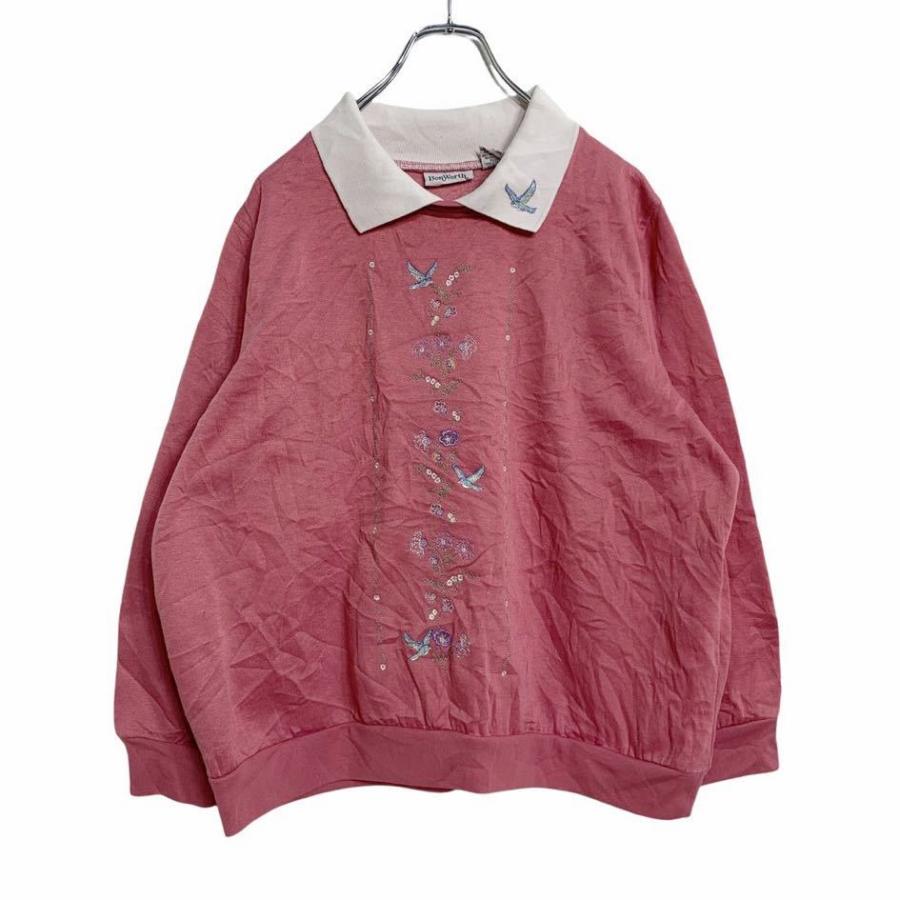 Bon Worth レイヤードネック スウェット トレーナー ウィメンズ M petite くすみピンク 刺繍 古着卸 アメリカ仕入れ a401-5654 : 古着屋DEN ヤフーショッピング ...