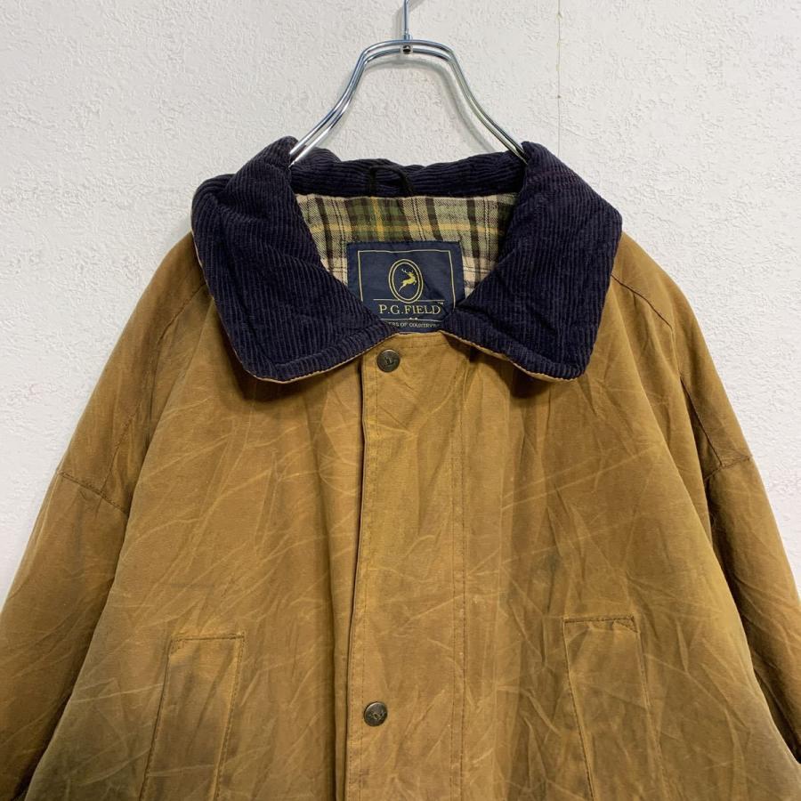 P.G.FIELD オイルドジャケット XL キャメル コーデュロイ襟 裏地チェック ビッグサイズ 古着卸 アメリカ仕入れ a404-5208 ...
