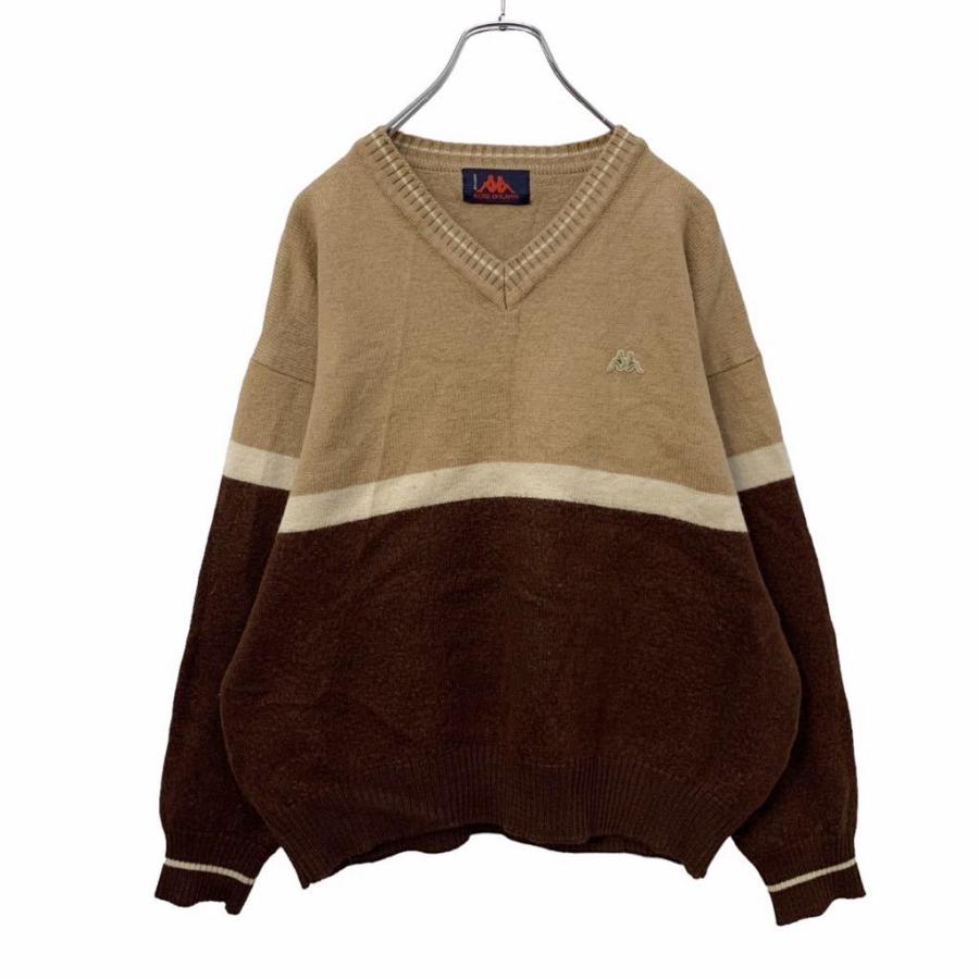 KAPPA Vネック セーター XL ブラウン カッパ スポーツ ストリート ウールミックス 古着卸 アメリカ仕入れ a412-5201 ...
