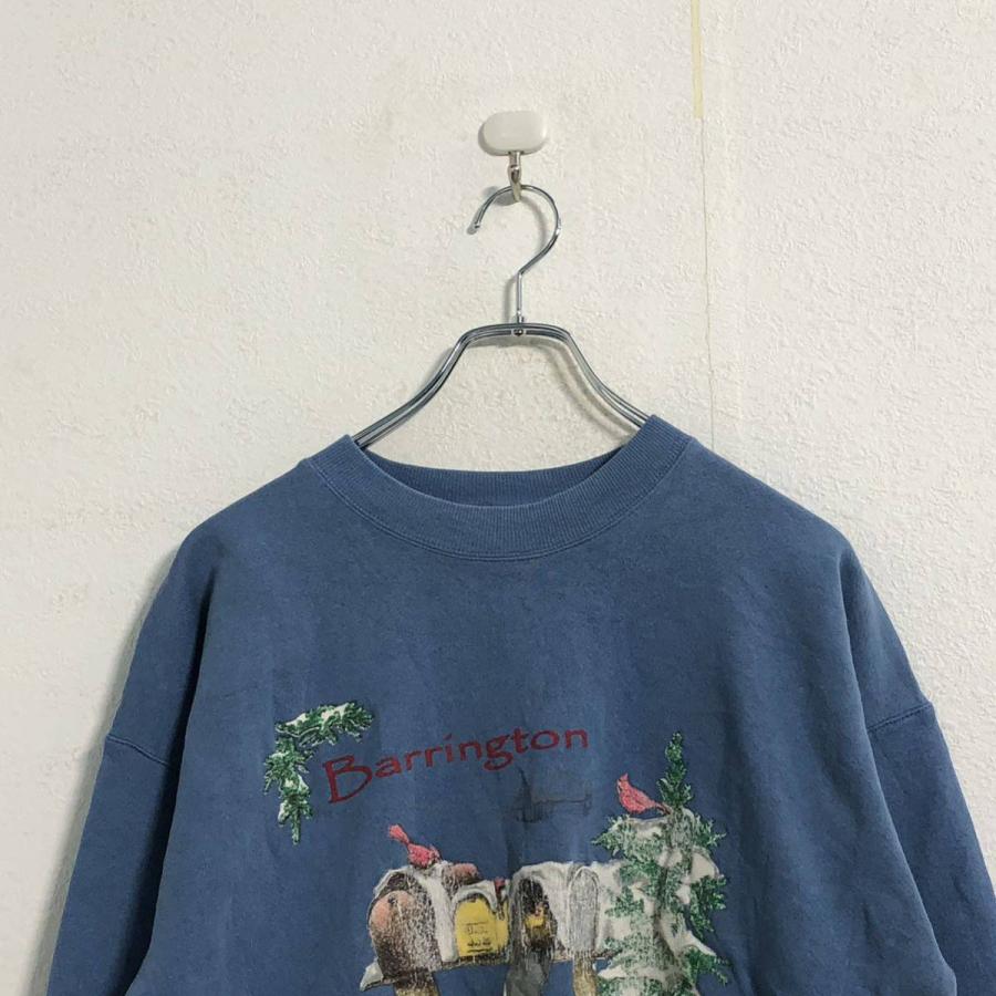 Hanes スウェット プリント トレーナー L ブルー レッド ヘインズ コットン MIX Barrington トップス 古着卸 アメリカ ...