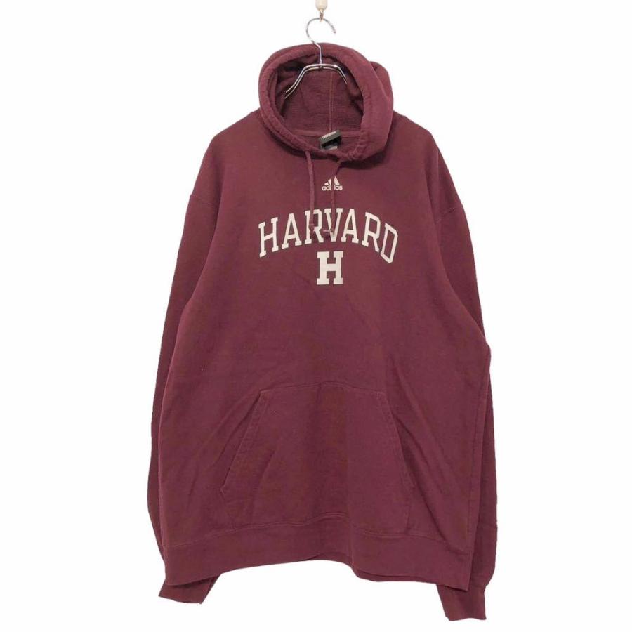 adidas プリント スウェット パーカー XL ワインレッド ホワイト アディダス HARVARD 古着卸 アメリカ仕入 a601 ...