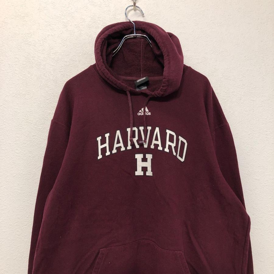 adidas プリント スウェット パーカー XL ワインレッド ホワイト アディダス HARVARD 古着卸 アメリカ仕入 a601 ...