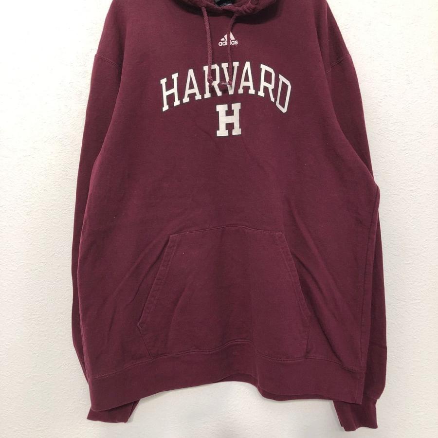 adidas プリント スウェット パーカー XL ワインレッド ホワイト アディダス HARVARD 古着卸 アメリカ仕入 a601 ...