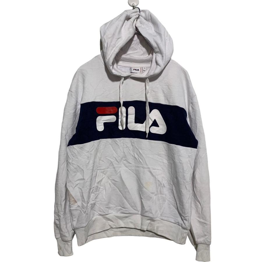 FILA プリント スウェット パーカー S ホワイト ネイビー フィラ 裏パイル ロゴ 配色切替 古着卸 アメリカ仕入 a601-6740 : 古着屋DEN ヤフーショッピング店 - 通販 ...