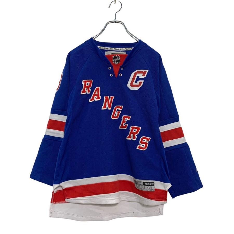 Reebok NHL ゲームシャツ L 160〜 キッズ ブルー レッド リーボック ロンT ロングTシャツ RANGERS 68 古着卸 アメリカ仕入 a604-5326 : 古着屋DEN ...