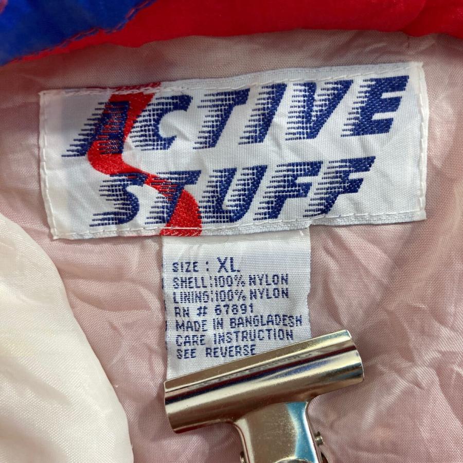 ACTIVE STUFF ナイロンジャケット XL ホワイト ブルー レッド ビッグサイズ 星 古着卸 アメリカ仕入 a605-6687 ...