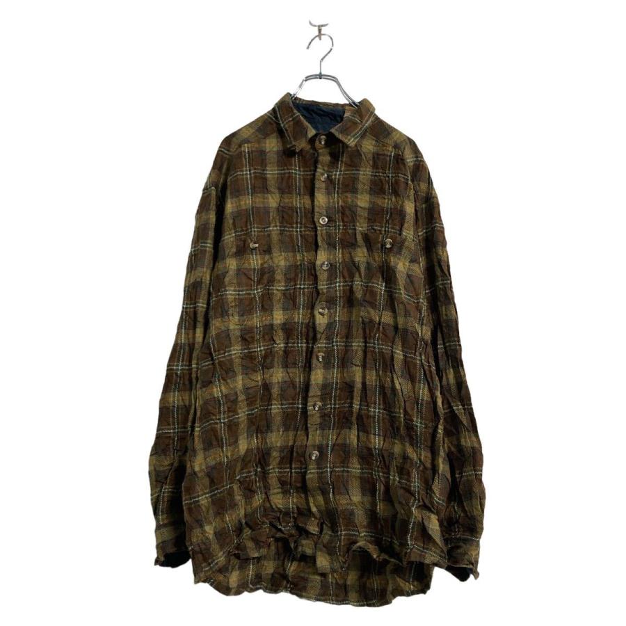 FIELD N' FOREST 長袖 チェック シャツ XL ブラウン ベージュ オレンジ レッド ビッグサイズ 2ポケット 古着卸 アメリカ ...