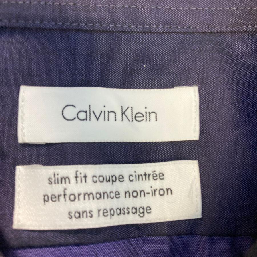 Calvin Klein 長袖 ストライプシャツ M ネイビー カルバンクライン