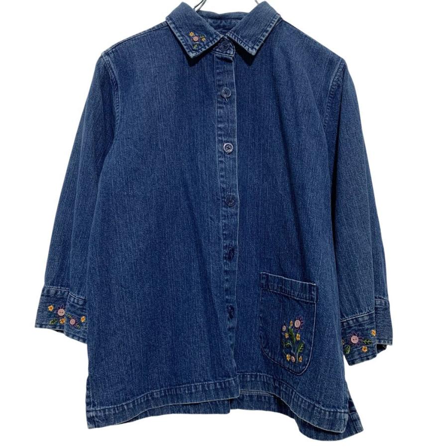 デニムジャケット M インディゴブルー ボタン バックプリント 花柄 刺繍 ポケット付き 古着卸 アメリカ仕入 a611-5490 : 古着屋DEN ヤフーショッピング店 - 通販 ...