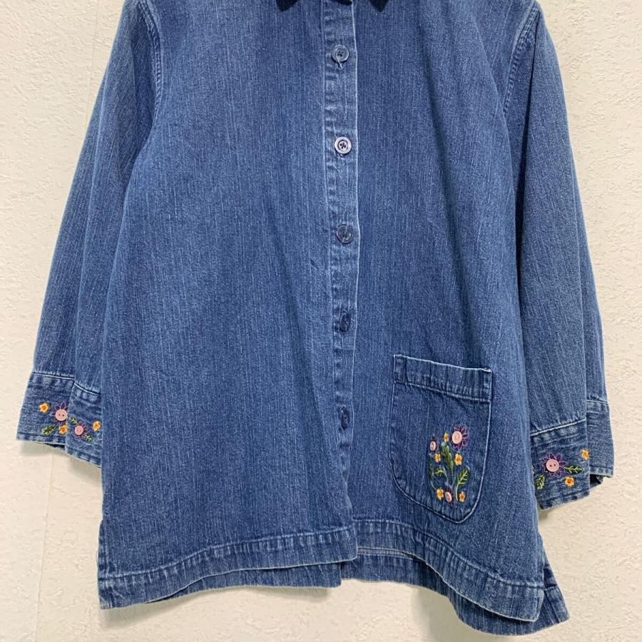 デニムジャケット M インディゴブルー ボタン バックプリント 花柄 刺繍 ポケット付き 古着卸 アメリカ仕入 a611-5490 : 古着屋DEN ヤフーショッピング店 - 通販 ...