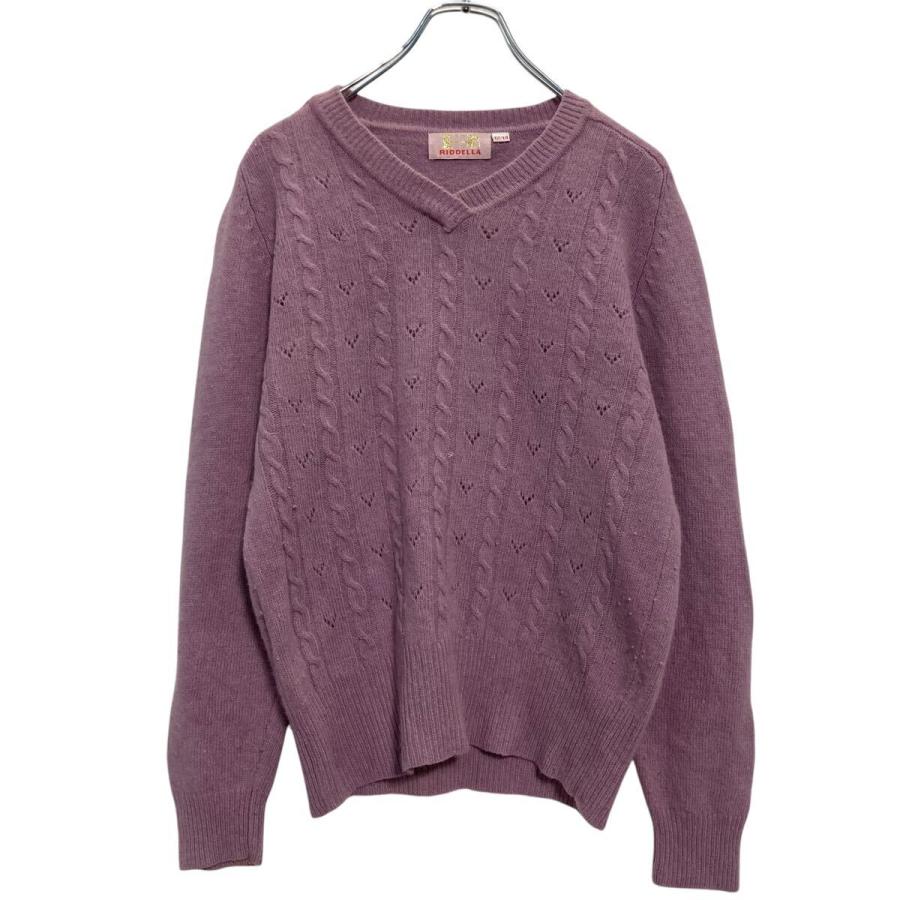 RIDDELLA ウール アンゴラ混紡 透かし編み ニット セーター レディース M〜 スモークパープル 古着卸 アメリカ仕入 a611 ...