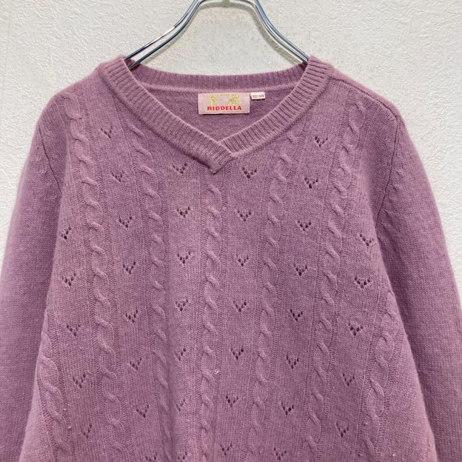 RIDDELLA ウール アンゴラ混紡 透かし編み ニット セーター レディース M〜 スモークパープル 古着卸 アメリカ仕入 a611 ...