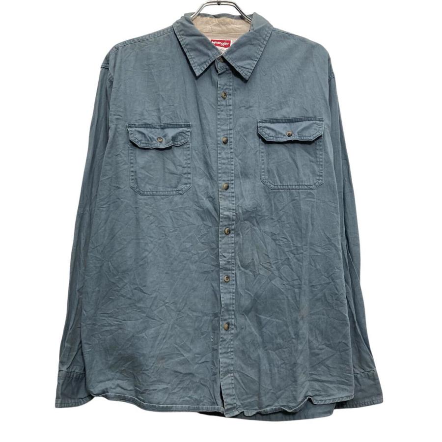 Wrangler 長袖 無地シャツ ラングラー XL ブルー ビッグサイズ ポケット 古着卸 アメリカ仕入 a611-6939 : 古着屋 ...