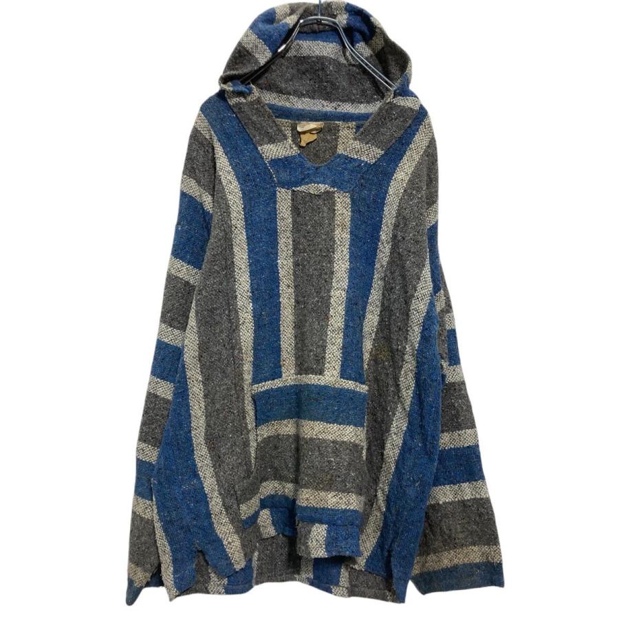 SENOR LOPEZ メキシカンパーカー XL〜 グレー ブルー ヒッピー 民族 ビッグサイズ 古着卸 アメリカ仕入 a612-5920 ...