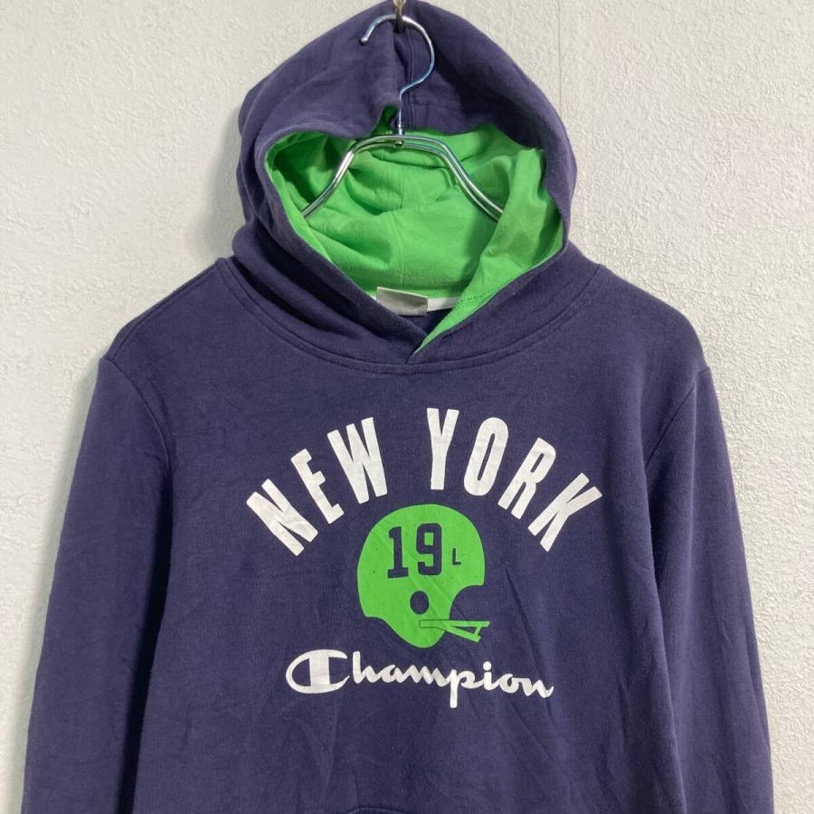 Champion プリントスウェット パーカー キッズ XL 160~ ネイビー チャンピオン プルオーバー 古着卸 アメリカ仕入 a702 ...