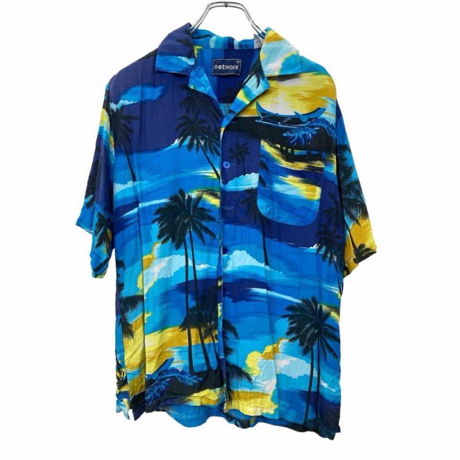 network 半袖 アロハシャツ Mサイズ 胸ポケット ブルー 古着卸 アメリカ仕入 t2407-3265 :t2407-3265:古着屋DEN ヤフーショッピング店 - 通販 ...