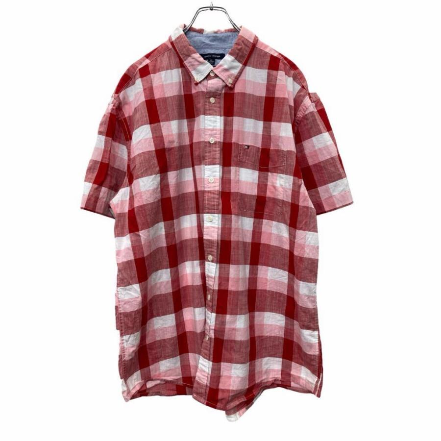 TOMMY HILFIGER 半袖 シャツ XXLサイズ トミーヒルフィガー ビッグサイズ 胸ポケット チェック柄 レッド 古着卸 アメリカ仕入 t2407-3283 :t2407-3283 ...