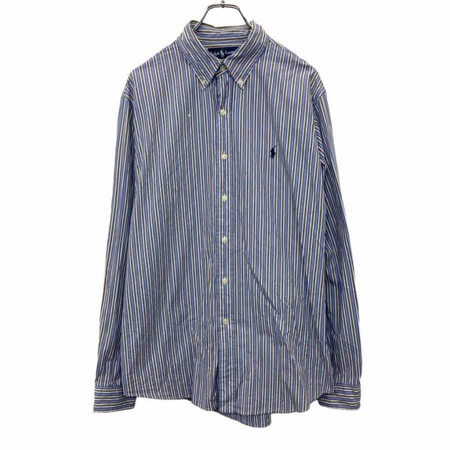 Ralph Lauren 長袖シャツ L ラルフローレン 刺繍 ボタンダウン ストライプ カスタムフィット ライトブルー 古着卸 アメリカ仕入 t2408-3337 : 古着屋DEN ヤフー ...