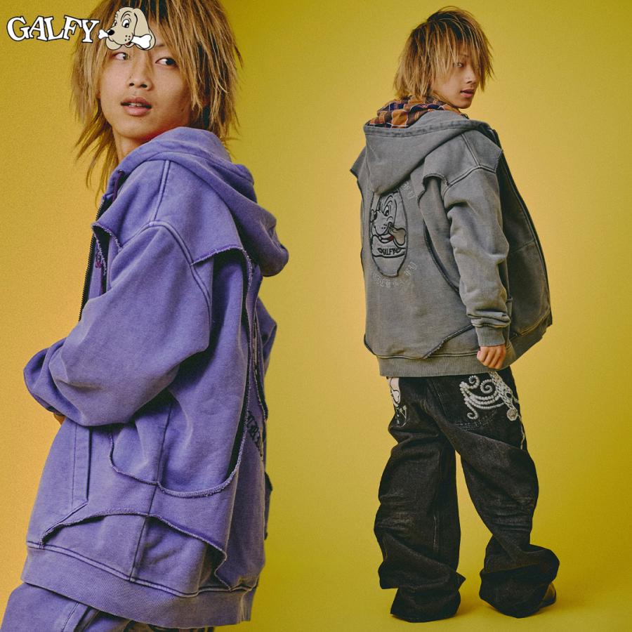 GALFY（ガルフィー） 穴の向こうにわんちゃん パーカー 153056 #20 INK BLACK #110 PURPLE 長袖 ギャル ...