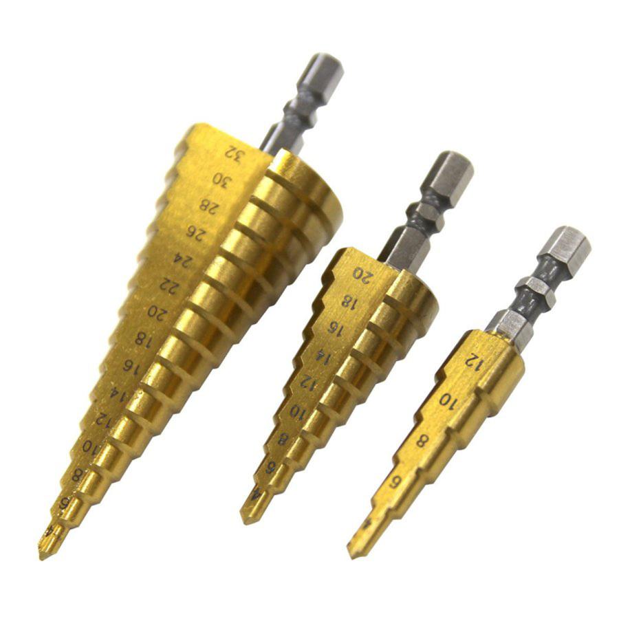 ステップドリル 3本セット ストレート 六角軸 チタンコーティング HSS鋼 穴あけ タケノコドリル HSSステップル WEIMALL : W-CLASS - 通販 - Yahoo!ショッピング