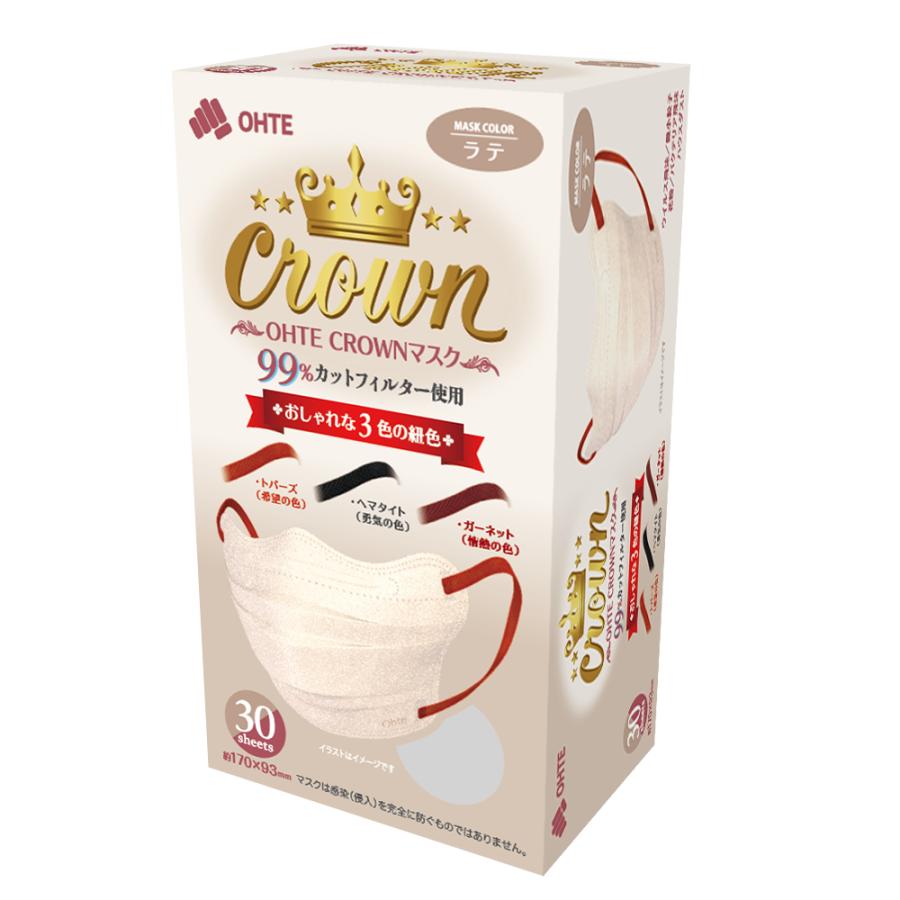 マスク 不織布 プリーツ 30枚入x1箱 ひと箱で三色耳紐入 【ohte 2024新商品OHTE CROWN】スパンレース おしゃれ 耳が痛く ...