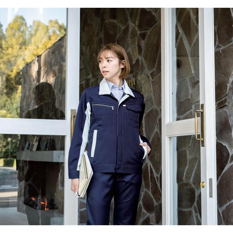 SOWA 作業服 上下セット 桑和 長袖ブルゾン 962 M-LL ＆ スラックス 969 70cm-88cm 春夏 制電 ストレッチ 作業着 メンズ レディース ユニセックス : 作業服の ...