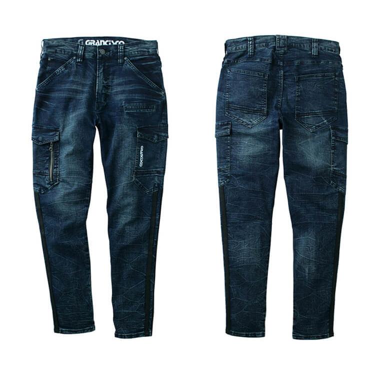 作業服 タカヤ商事 グランシスコ TAKAYA GRANCISCO デニムカーゴ GC-A812 S-LL 通年 デニム ストレッチ 作業着 ユニセックス メンズ レディース : 作業服の渡辺 ...