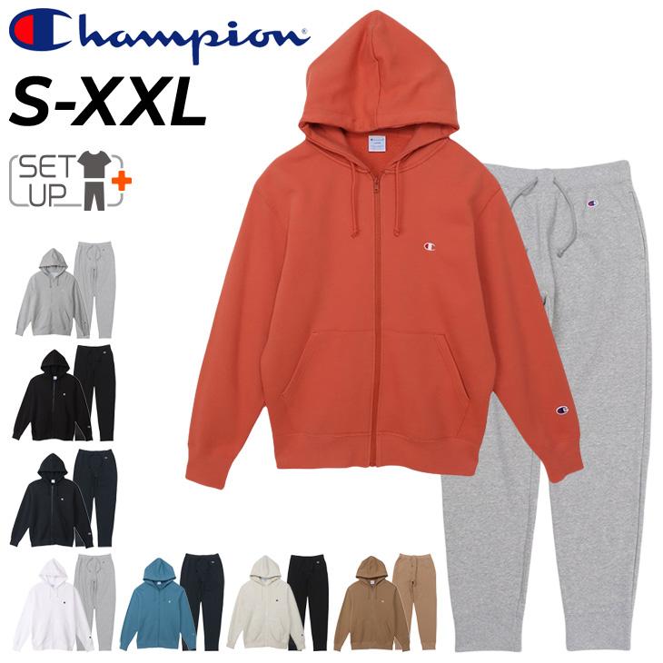 Champion チャンピオン スウェット 上下 メンズ パーカー パンツ セットアップ 無地 裏毛タイプ フルジップ パーカ テーパードパンツ 男性用 /C3-Y137-C3-Y223 ...