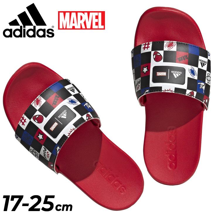 adidas アディダス マーベル スパイダーマン キッズ サンダル MARVEL コラボ ジュニア 17-25cm 子供靴 スライド ...