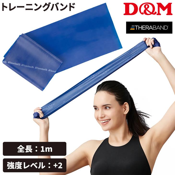 THERABAND D&M セラバンド トレーニングバンド 初心者向け 強度レベル+2 青 ブルー 全長1m ディー＆エム マニュアル冊子付 ...