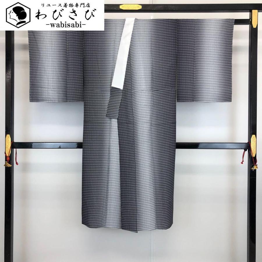 長襦袢 四角模様のグラデーション モノトーン 薄墨色 しつけ糸 J-204 : j-204 : リユース着物わびさび Yahoo!店 - 通販 - Yahoo!ショッピング