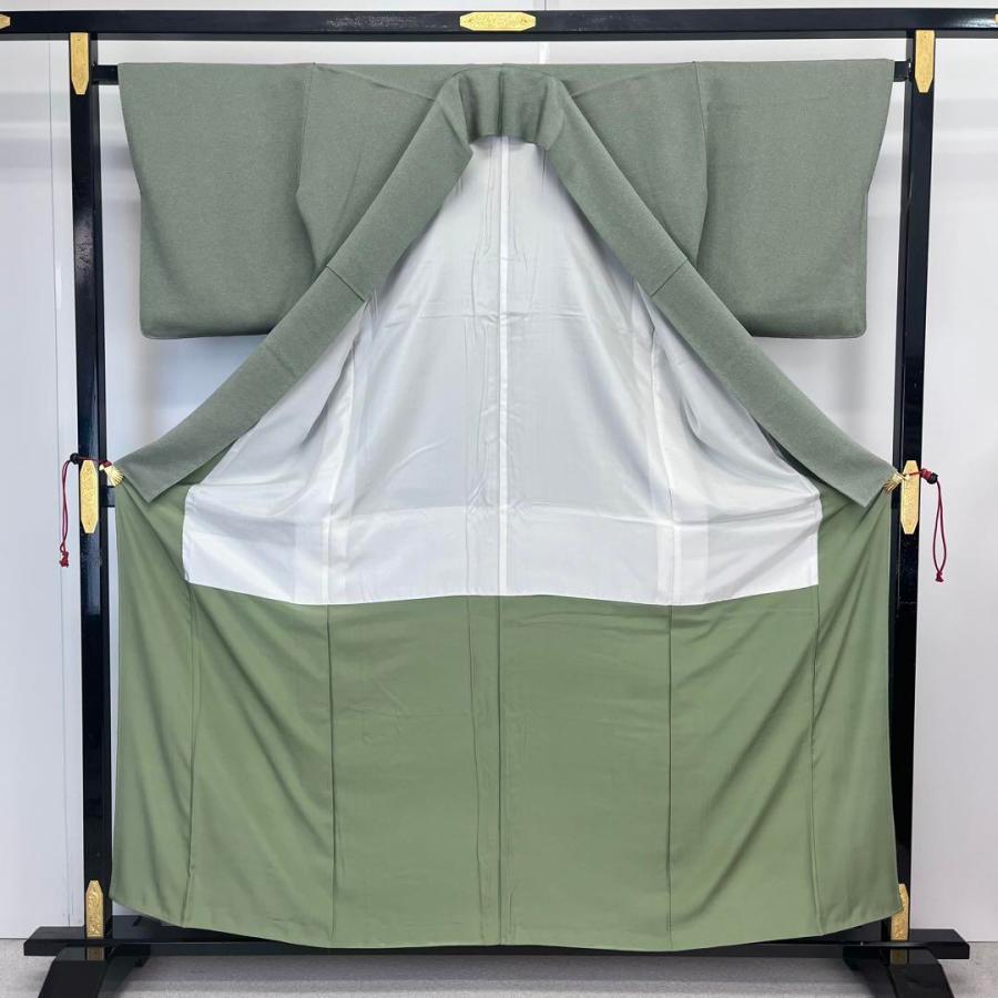 色無地 作家物 草木染 灰緑色 K-3982 : k-3982 : リユース着物わびさび Yahoo!店 - 通販 - Yahoo!ショッピング