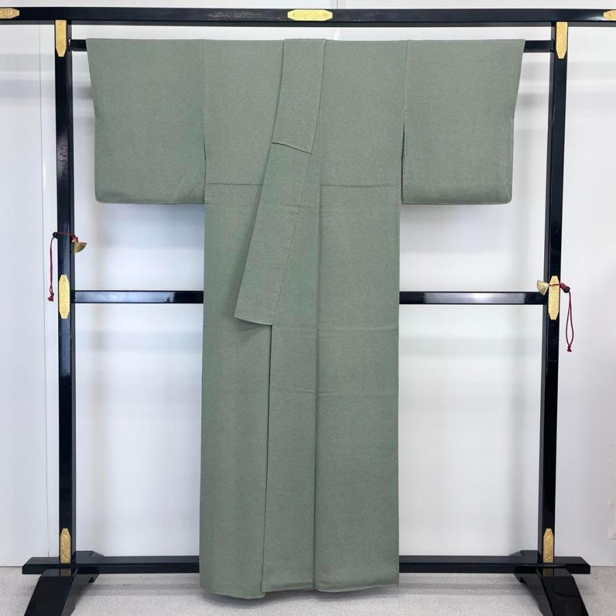 色無地 作家物 草木染 灰緑色 K-3982 : k-3982 : リユース着物わびさび Yahoo!店 - 通販 - Yahoo!ショッピング