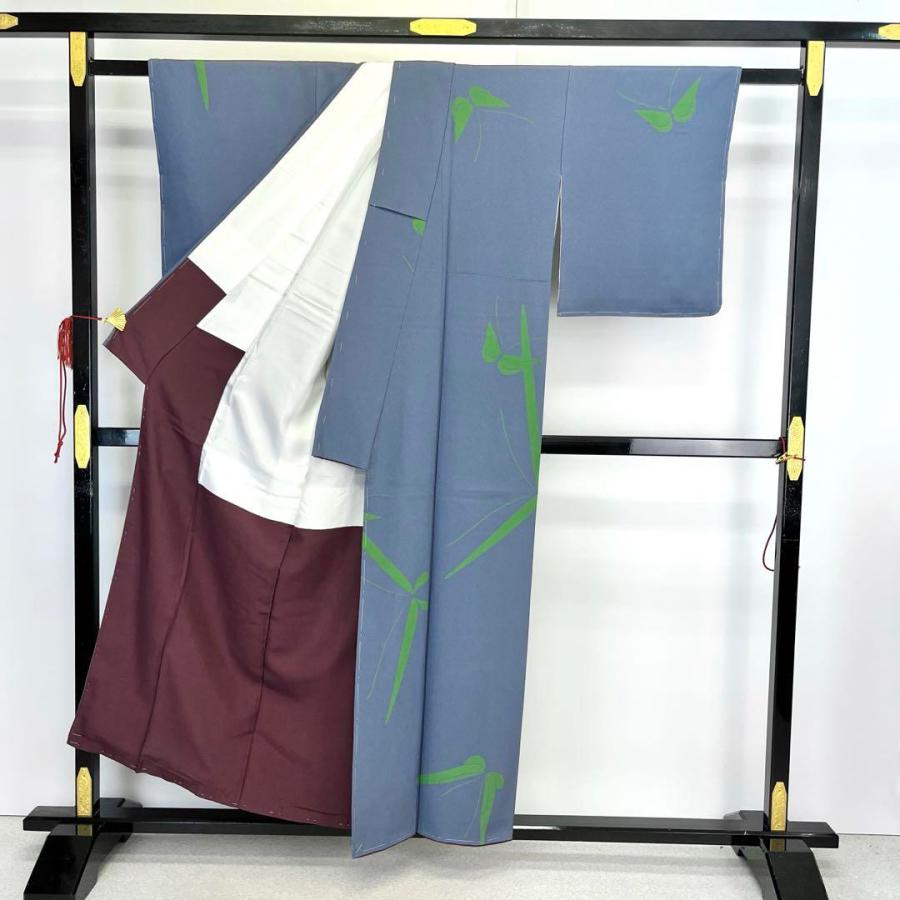 小紋 辻村寿三郎 ジュサブロー 蝶々柄 江戸納戸色 縮緬 しつけ糸 K-4033 : k-4033 : リユース着物わびさび Yahoo!店 - 通販 - Yahoo!ショッピング